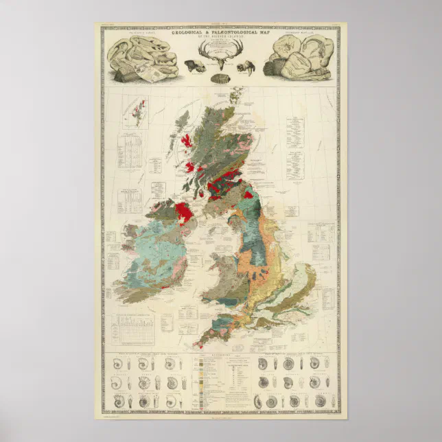 Composite Geological, palaeontological map Poster | Zazzle