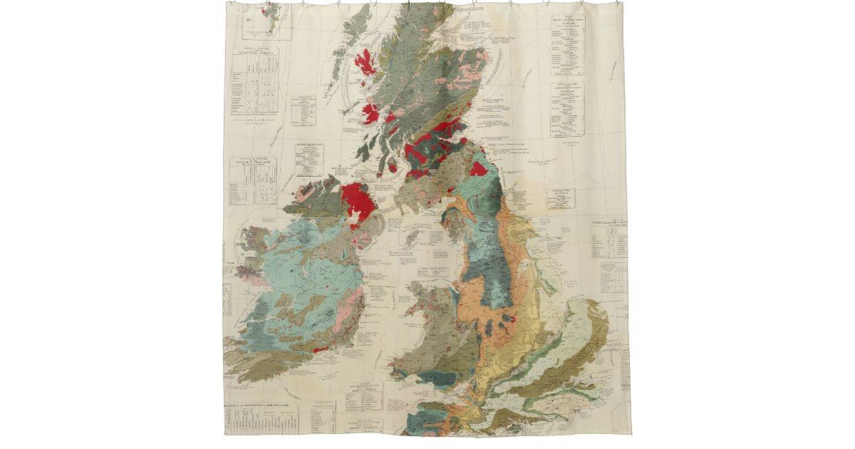 Composite Geological, palaeontological map Shower Curtain | Zazzle