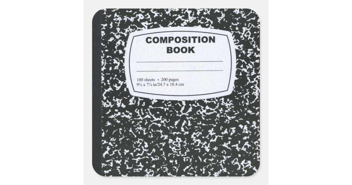 Composition Book Student Teacher Square Sticker | Zazzle