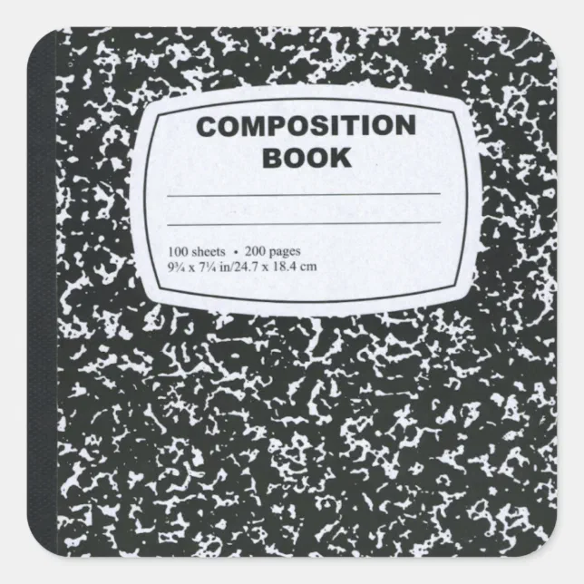 Composition Book Student Teacher Square Sticker | Zazzle