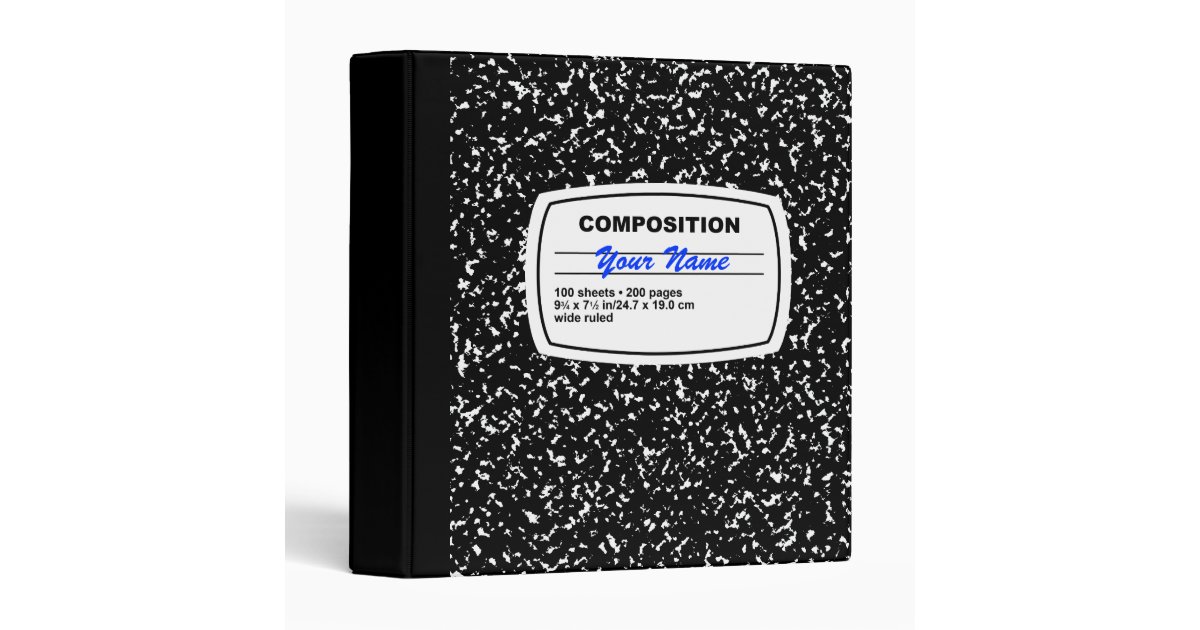 Composition Notebook Customizable 3 Ring Binder | Zazzle