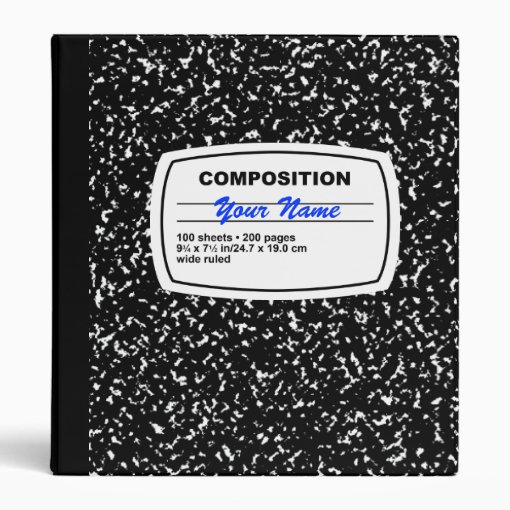 Composition Notebook Customizable 3 Ring Binder | Zazzle