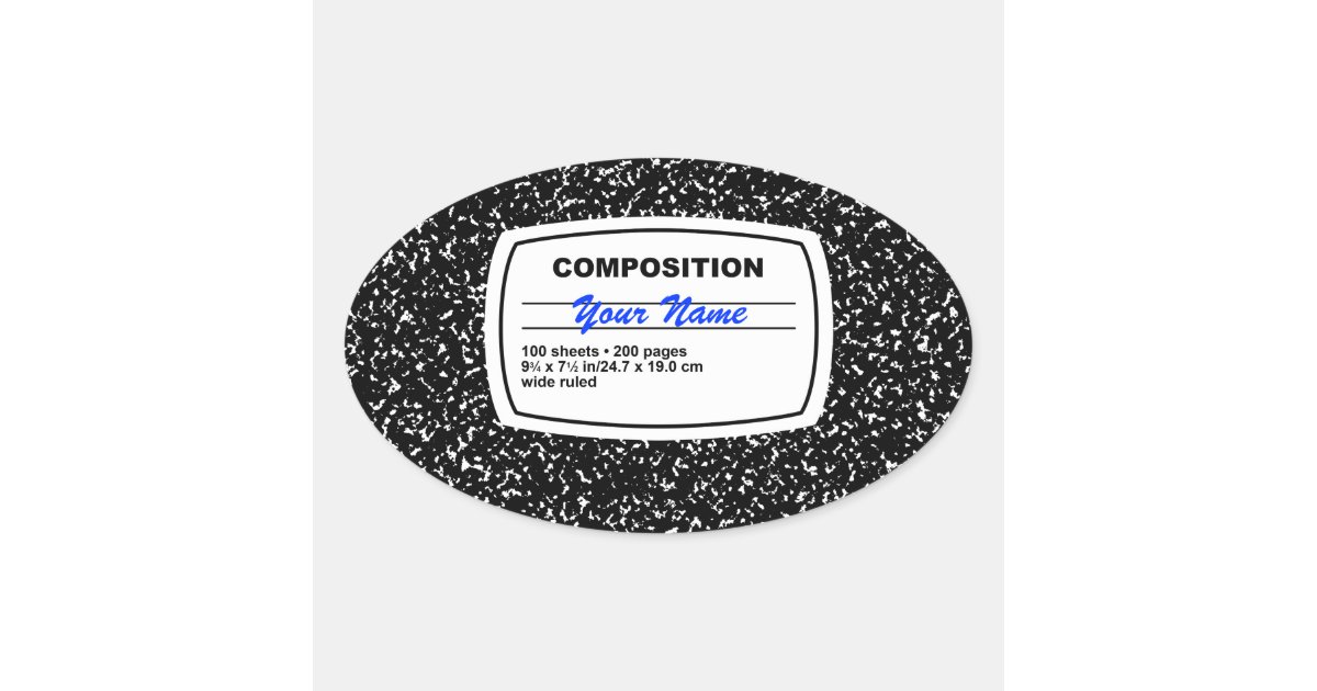 Composition Notebook Customizable Oval Sticker | Zazzle