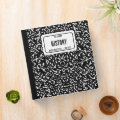 Composition Notebook Student School Teacher Black 3 Ring Binder | Zazzle