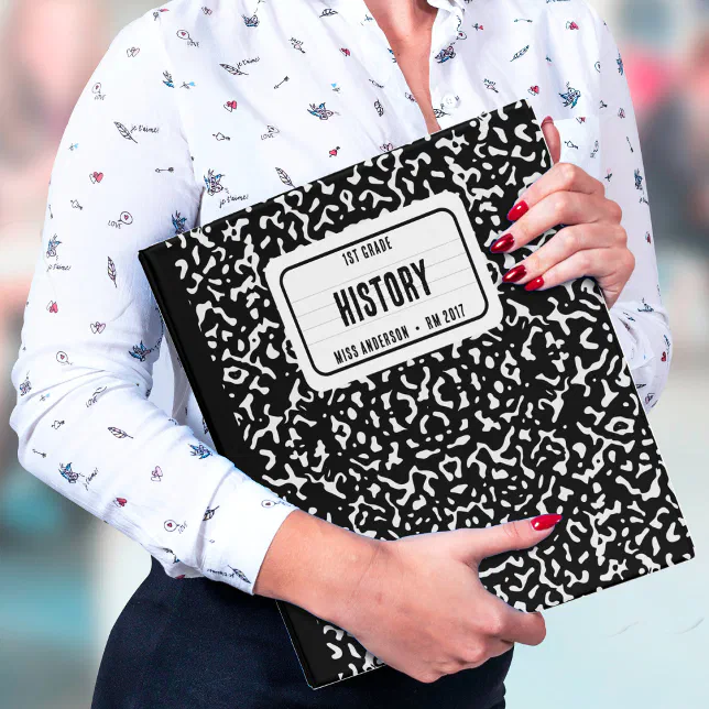 Composition Notebook Student School Teacher Black 3 Ring Binder | Zazzle