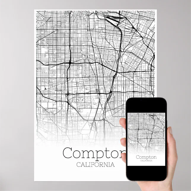 Compton Map - California - City Map Poster | Zazzle