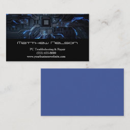 Computer Blue Motherboard Laptop Technician Repair Business Card | Zazzle