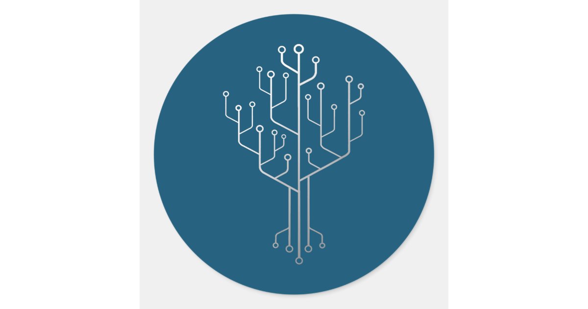 Computer Chip Tree Programmer Coder Engineer Tech Classic Round Sticker