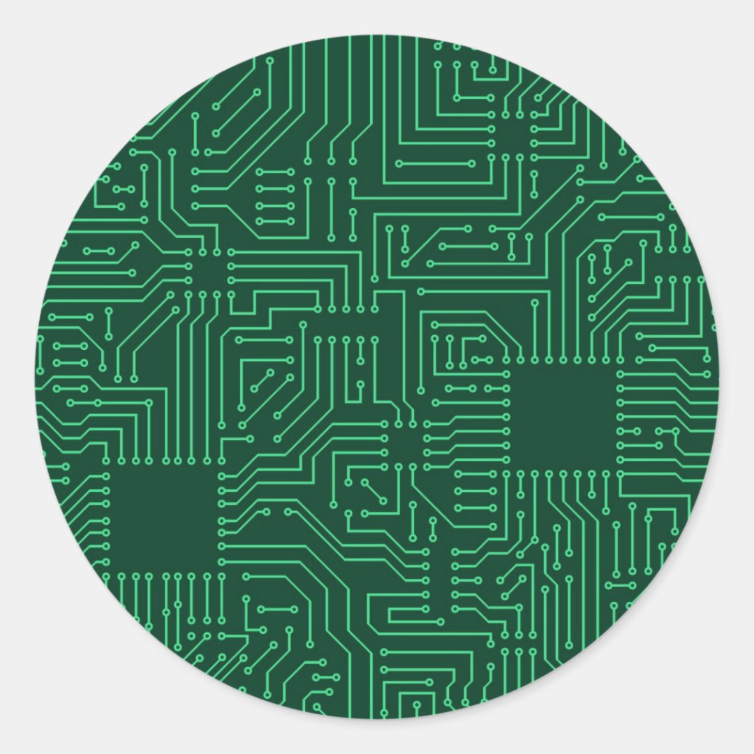 Computer circuit board classic round sticker | Zazzle