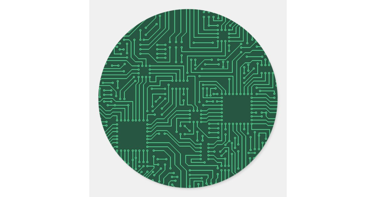 Computer circuit board classic round sticker | Zazzle