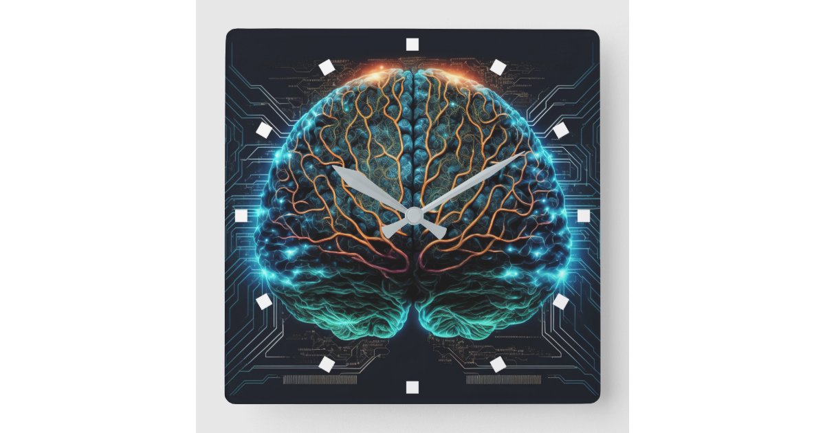 Computer Cyber Brain Wall Clock | Zazzle