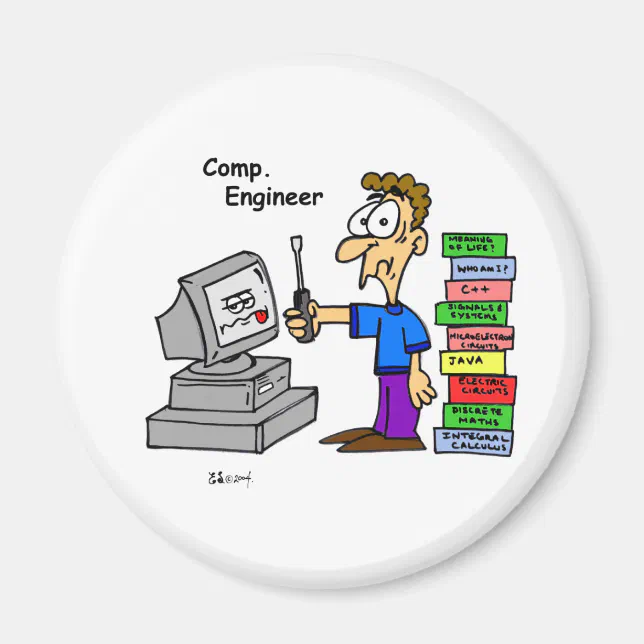 Computer Engineer Cartoon Magnet | Zazzle
