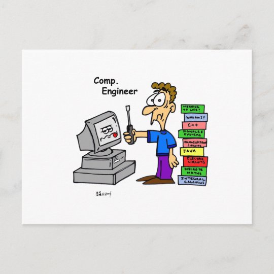 Computer Engineer Cartoon Postcard | Zazzle.com