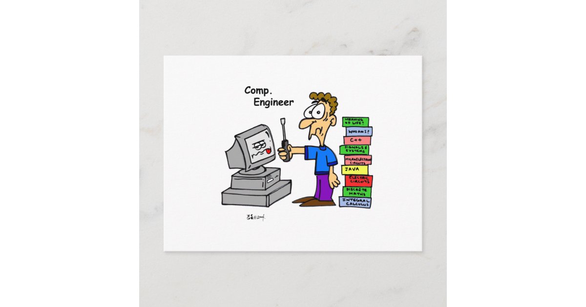 Computer Engineer Cartoon Postcard | Zazzle