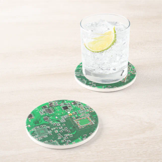 Computer Geek Circuit Board Green Drink Coaster | Zazzle