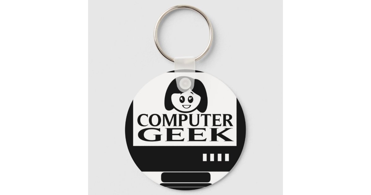 Computer Geek Girl Female Keychain | Zazzle
