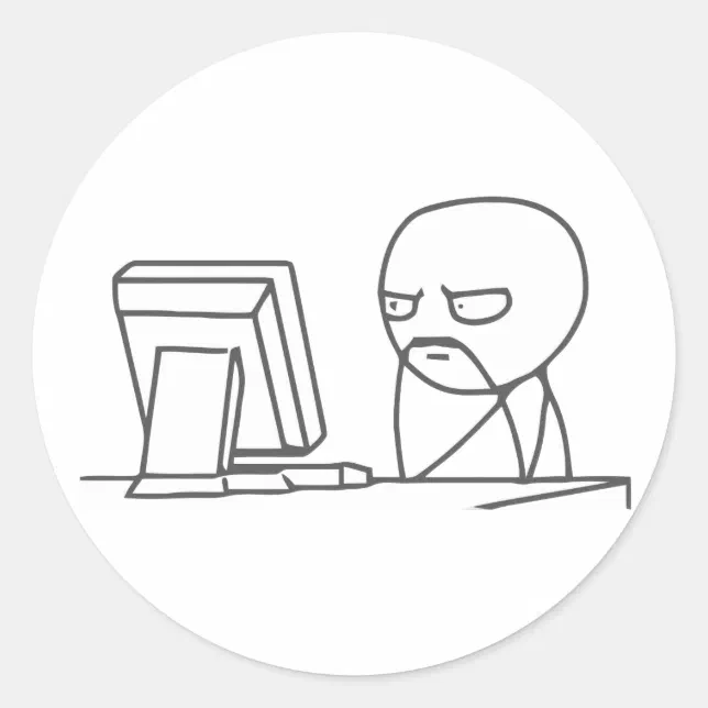 Computer Guy Meme‏ - Round Stickers | Zazzle