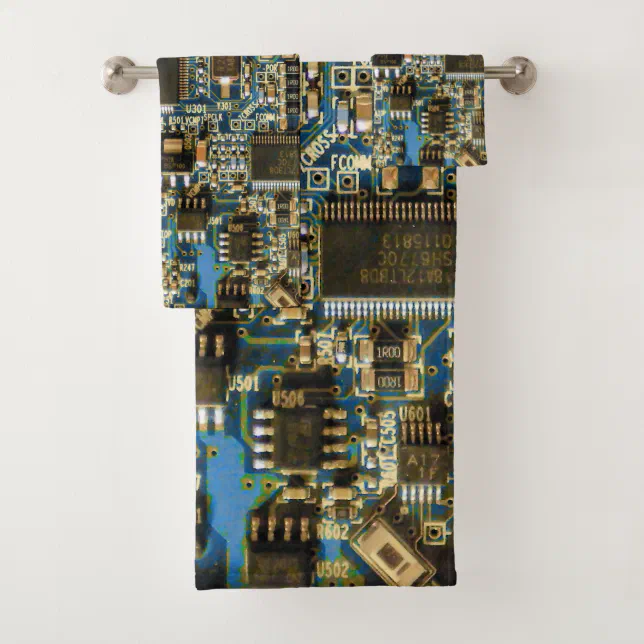 Computer Hard Drive Circuit Board - Blue Bath Towel Set | Zazzle