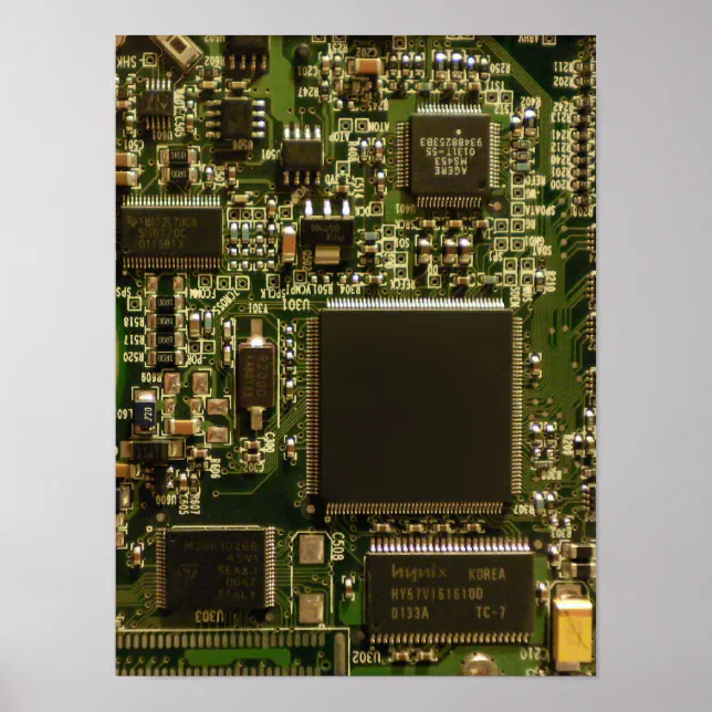 Computer Hard Drive Circuit Board - Green Poster | Zazzle