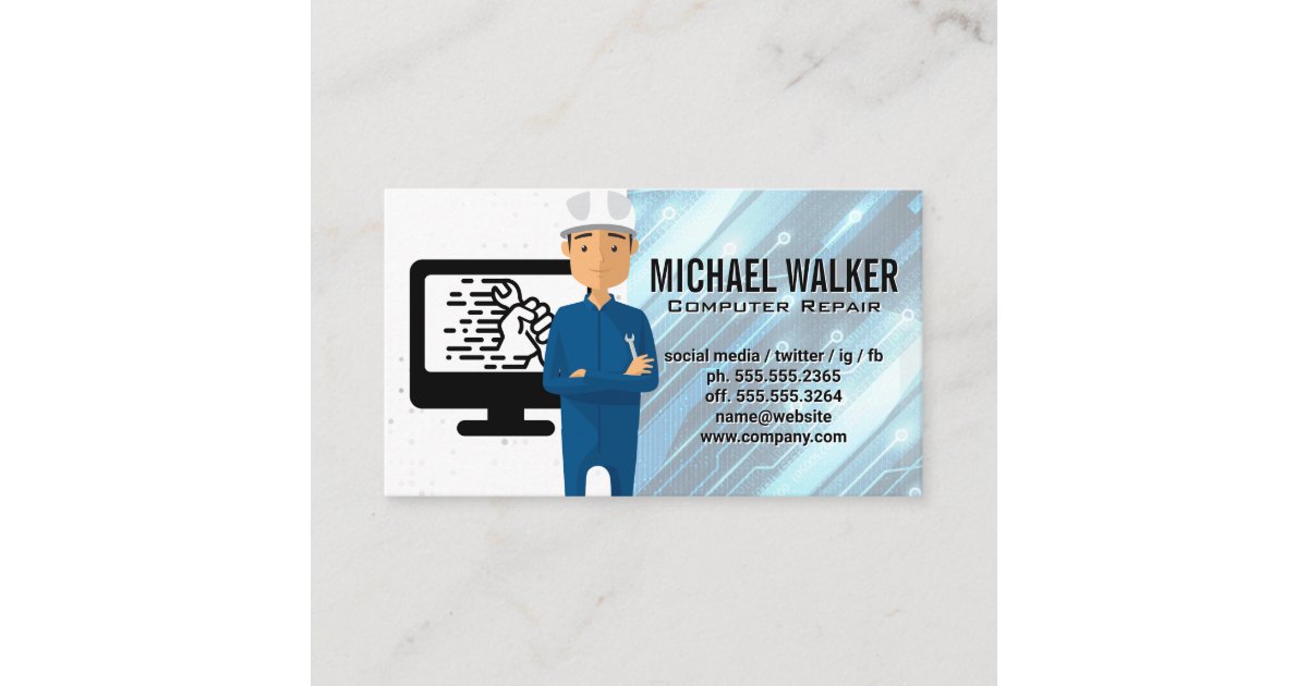Computer Hardware | Tech Support Guy Business Card | Zazzle