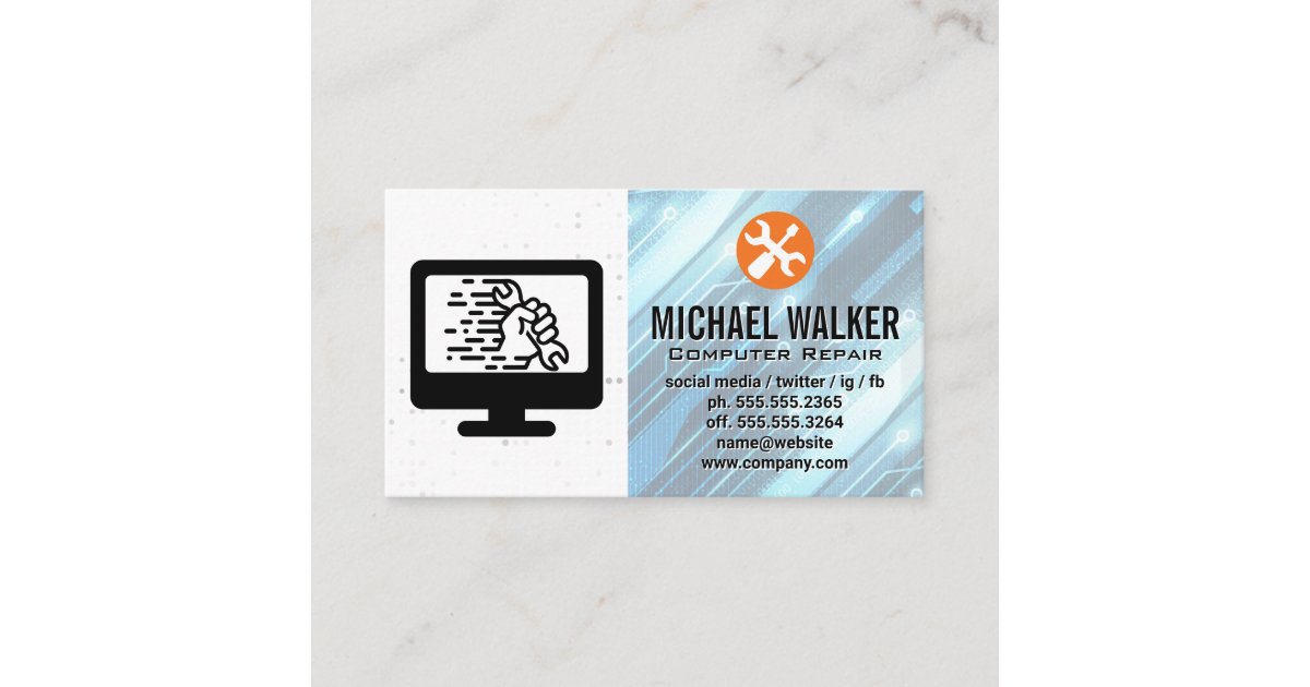 Computer Hardware | Tech Support | Hand Tools Business Card | Zazzle
