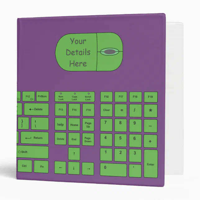 Computer Keyboard and Mouse graphic 3 Ring Binder | Zazzle