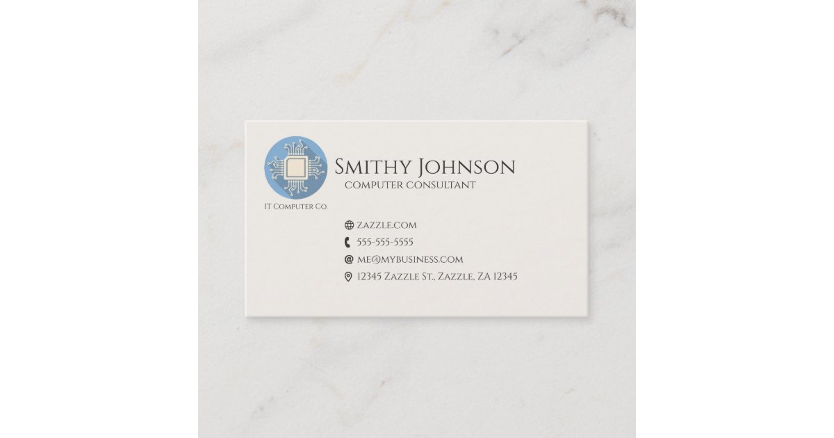 Computer Microchip Blue Business Card | Zazzle