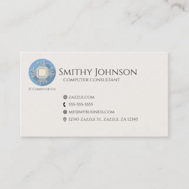 Computer Microchip Blue Business Card | Zazzle