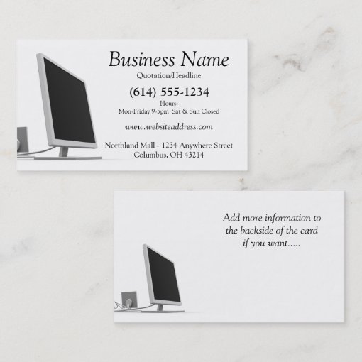 Computer Monitor Business Card Design 2 | Zazzle
