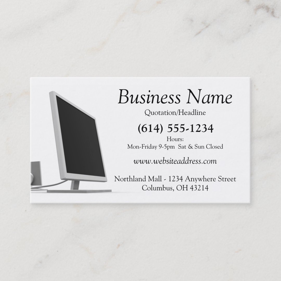 Computer Monitor Business Card Design 2 | Zazzle