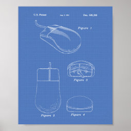 Computer Mouse 1994 Patent Art Blueprint Poster | Zazzle