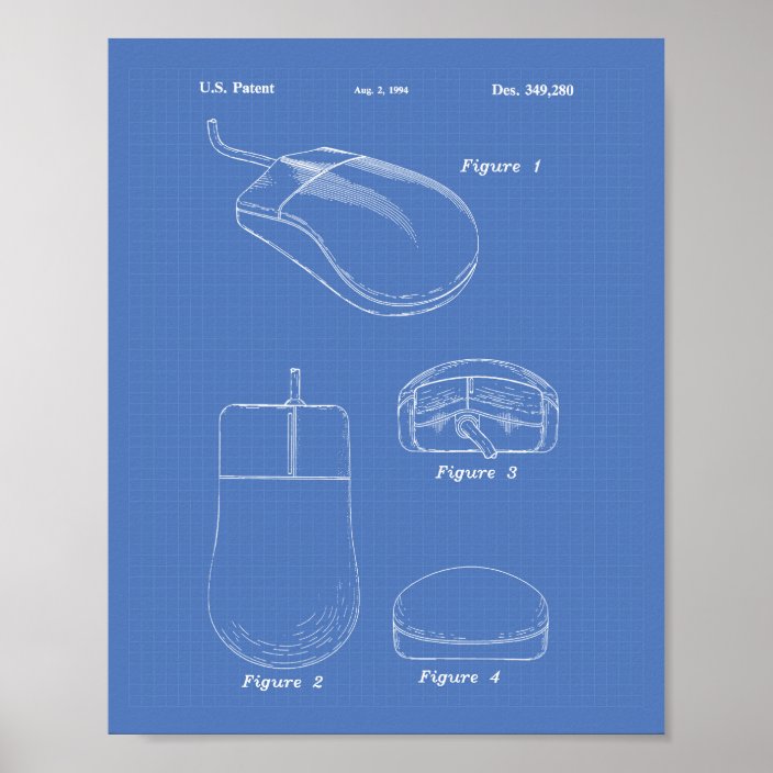 Computer Mouse 1994 Patent Art Blueprint Poster | Zazzle.com