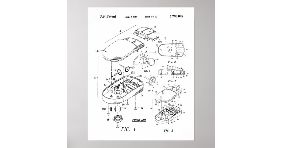 Computer Mouse patent Poster | Zazzle