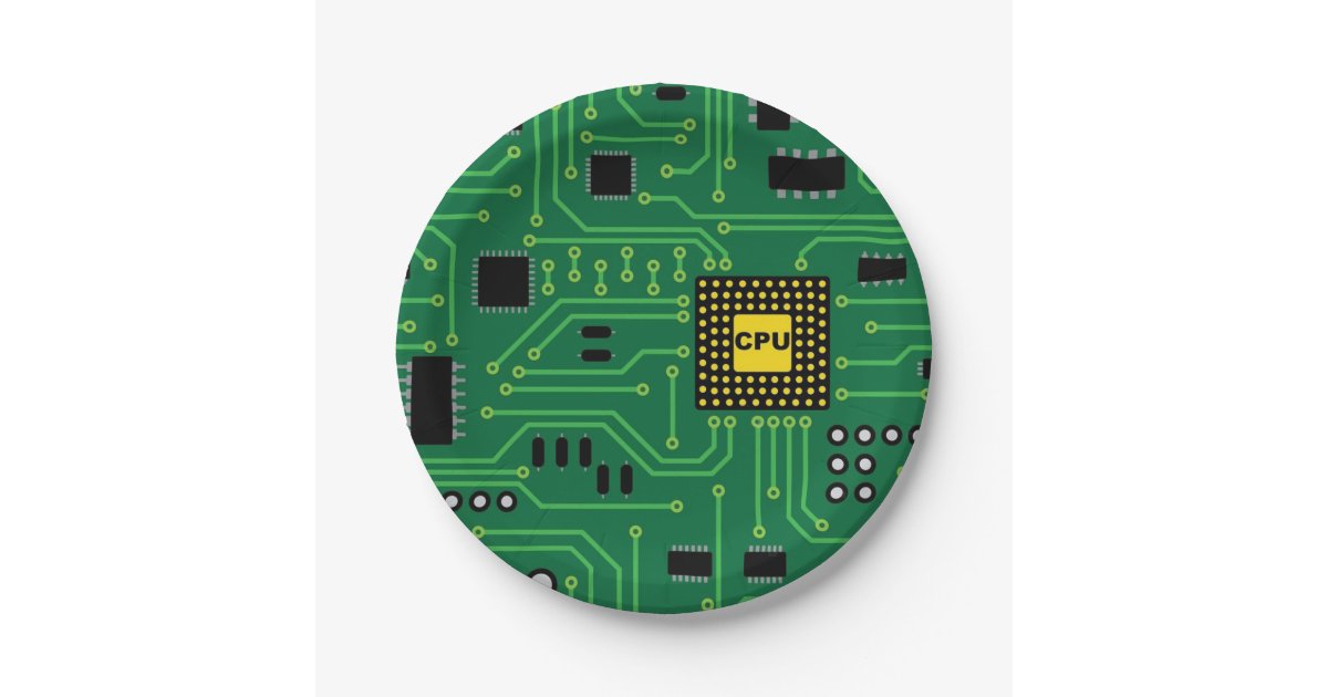 Computer Nerd Circuit Board CPU I Paper Plates | Zazzle