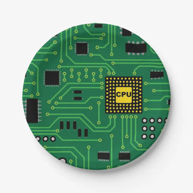 Computer Nerd Circuit Board CPU I Paper Plates | Zazzle