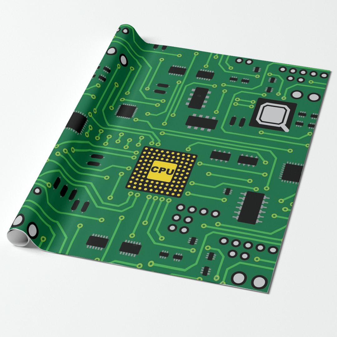 Computer Nerd Circuit Board CPU Wrapping Paper | Zazzle