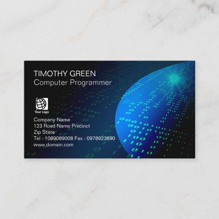 Computer Programmer Abstract Binary Code Business Card | Zazzle