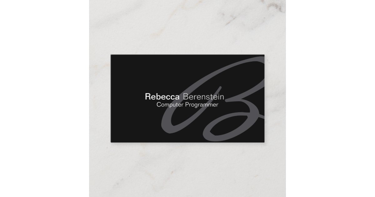 Computer Programmer Business Card Fancy Monogram | Zazzle