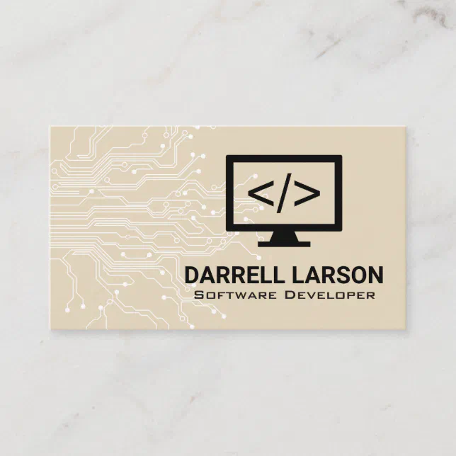 Computer Programmer Icon | Circuit Board Business Card | Zazzle