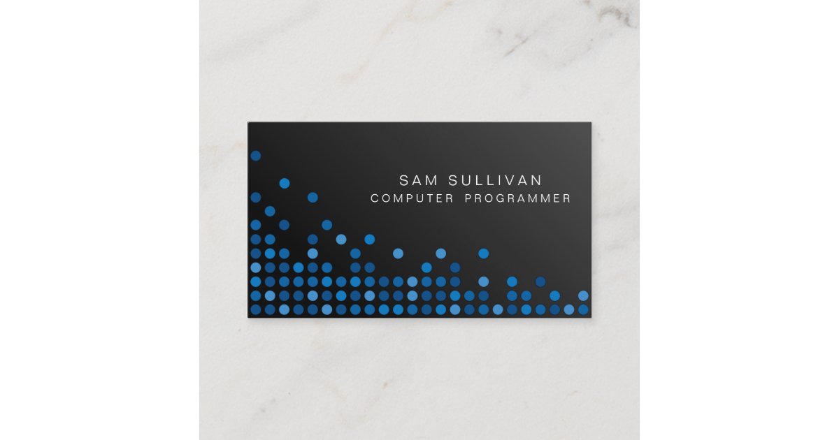 Computer Programmer IT Skills Abstract Blue Dots Business Card | Zazzle