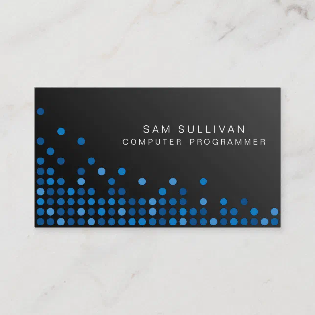 Computer Programmer IT Skills Abstract Blue Dots Business Card | Zazzle