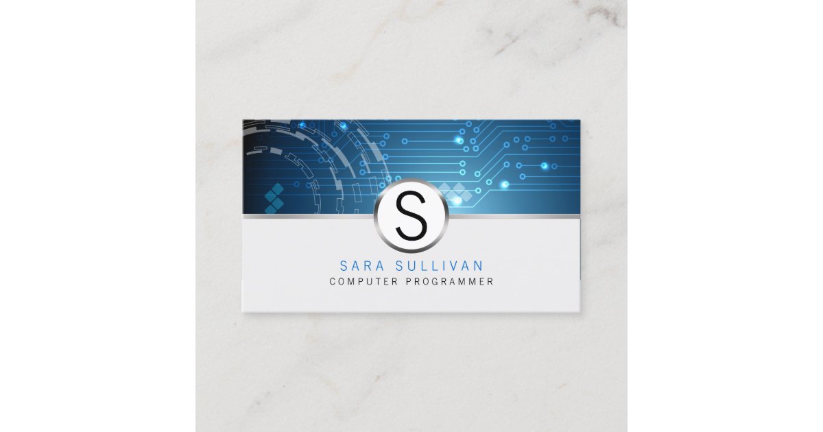 Computer Programmer IT Skills BlueCircuitsServices Business Card | Zazzle