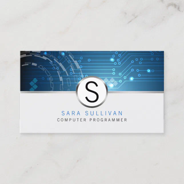 Computer Programmer IT Skills BlueCircuitsServices Business Card | Zazzle
