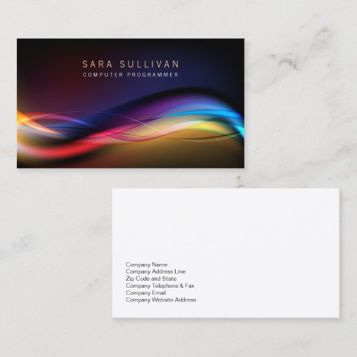 Computer Programmer Technical Skills Light Streams Business Card | Zazzle