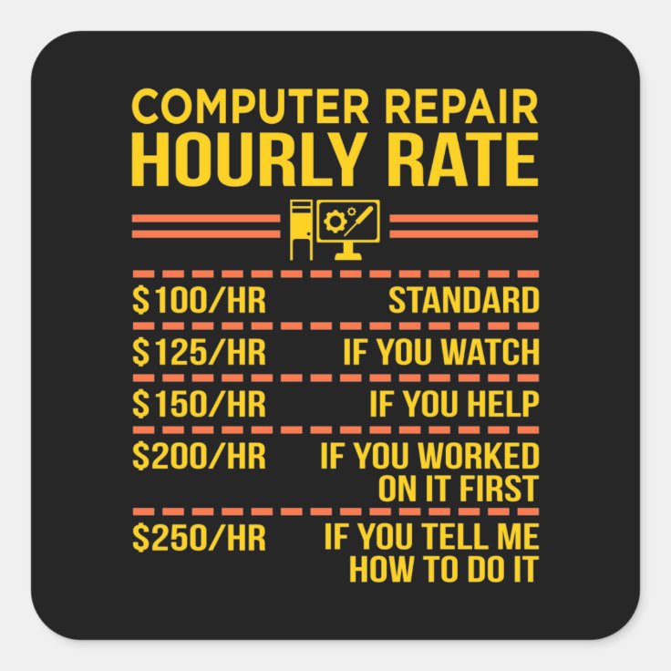 Computer Repair IT Tech Software Programmer Geek Square Sticker | Zazzle