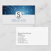 Computer Repair Technical Skills Circuits Monogram Business Card | Zazzle
