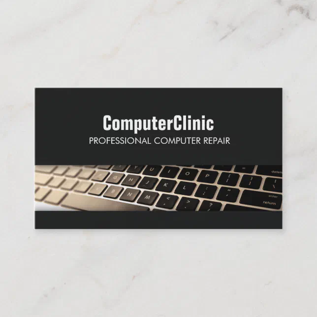 Computer Repair Technician Keyboard Black PC Business Card | Zazzle