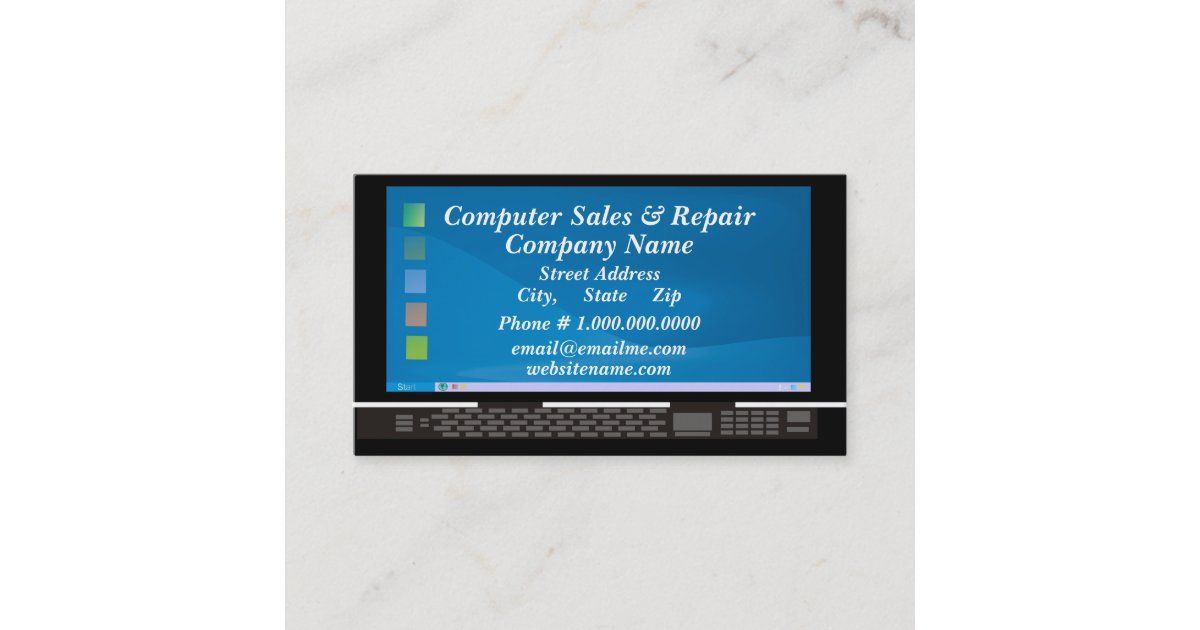 Computer Sales & Repair Business Card | Zazzle