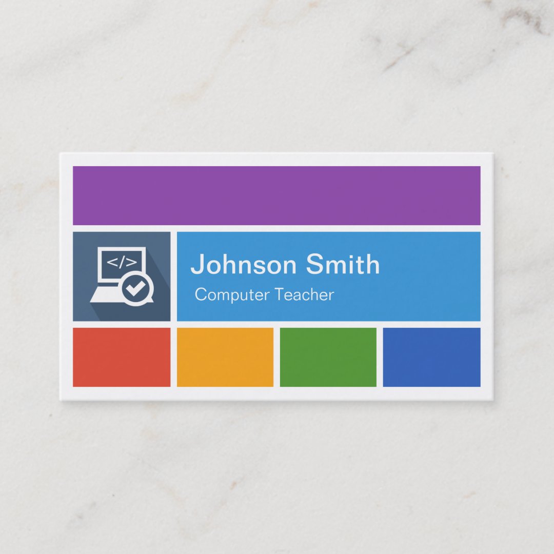 Computer Teacher - Creative Modern Metro Style Business Card | Zazzle