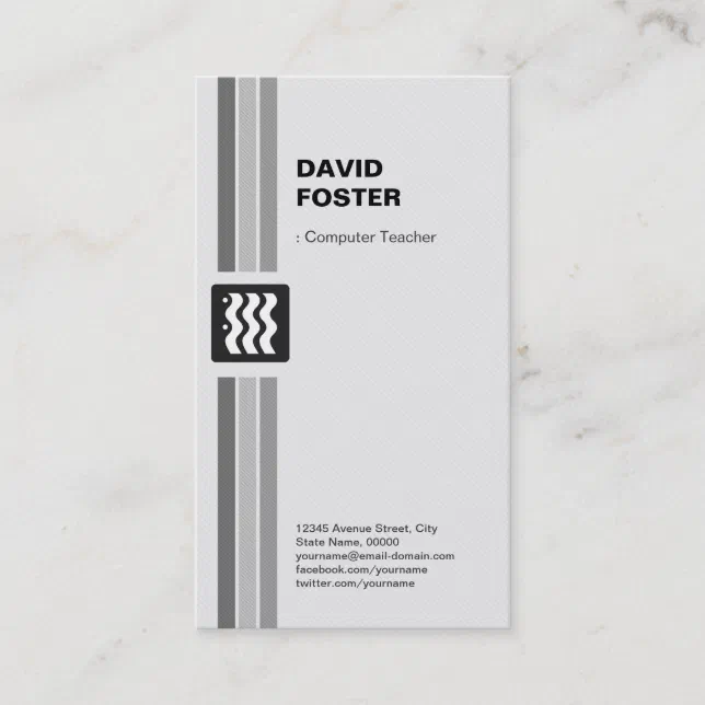 Computer Teacher - Modern Black White Business Card | Zazzle